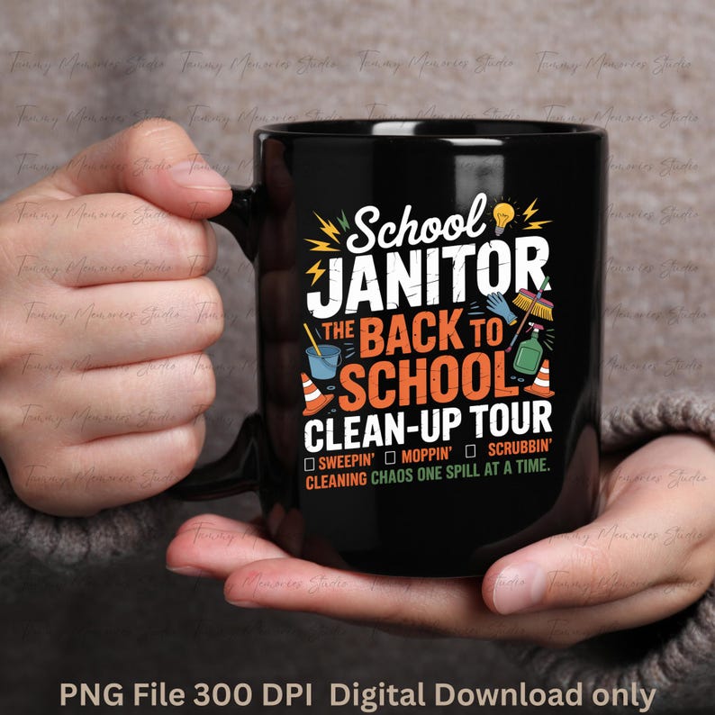 Funny School Janitor PNG: Back to School Clipart for T-shirts (digital ...