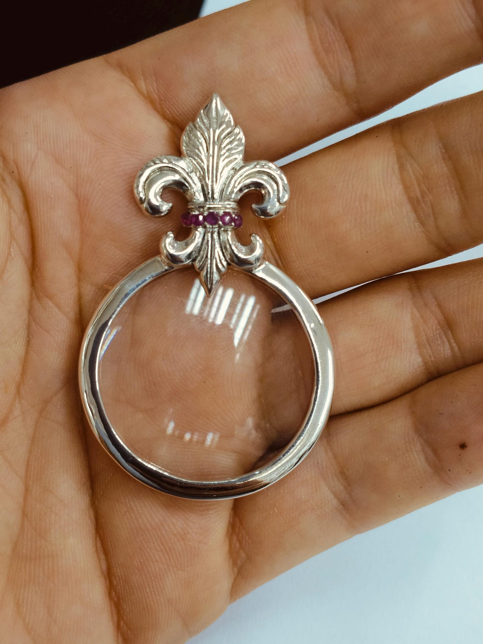 Art Nouveau Inspired Collectable Ruby Magnifying Glass Pendant 925 ...