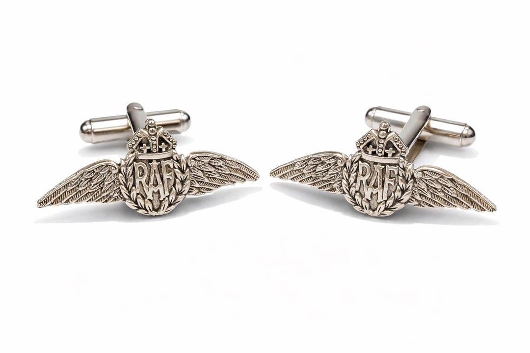 Antique Style RAF 925 Sterling Silver Cuff Links Mens Gift - Etsy