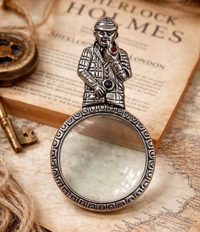 Sherlock Holmes Magnifying Glass Necklace, Silver Plated Detective ...