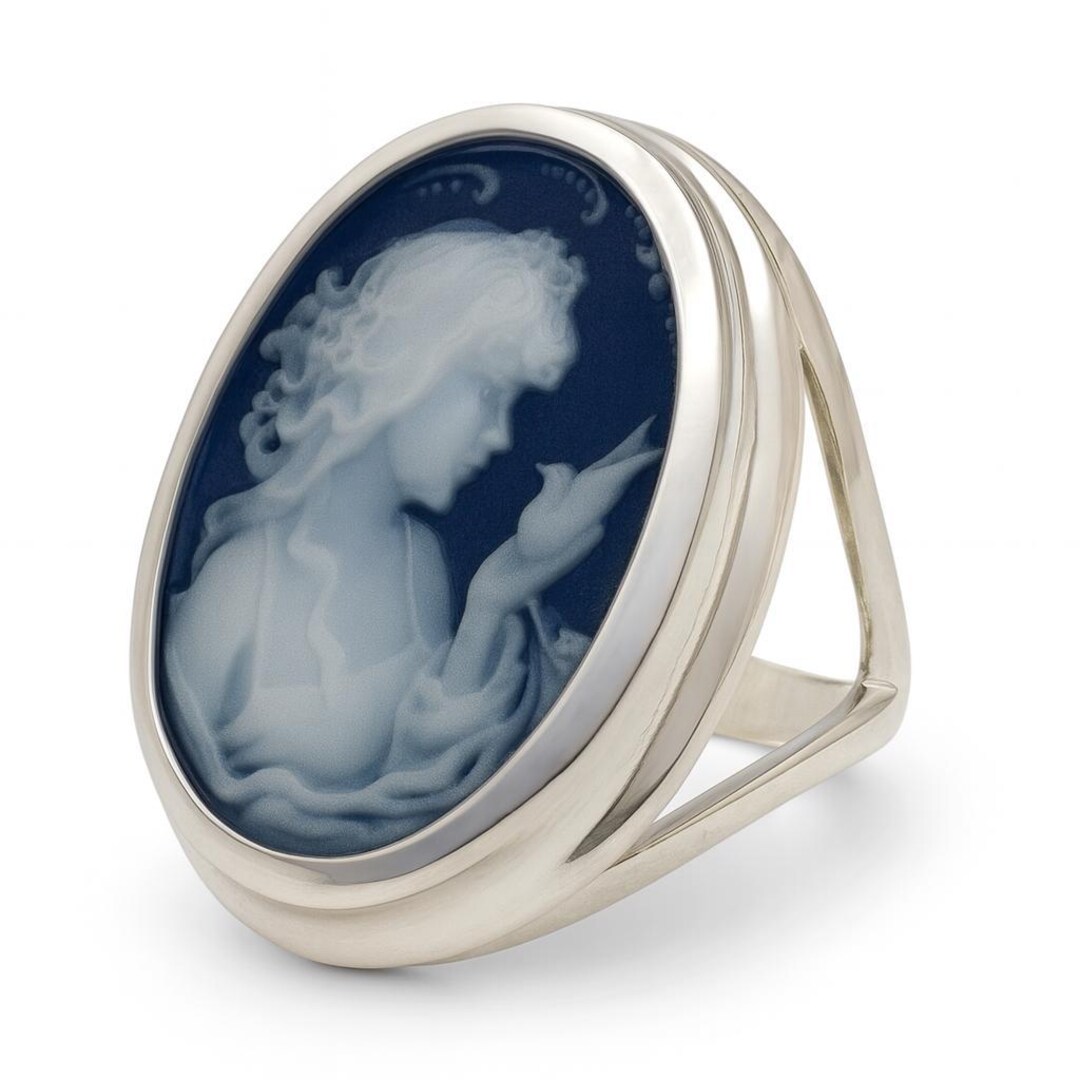 Sterling Silver Cameo Ring Vintage Style Lady Profile Design Classic ...