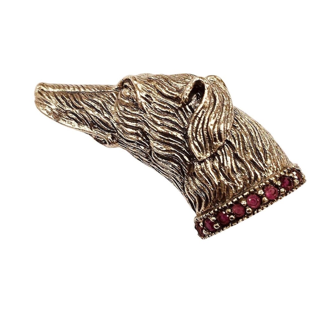 Antique Style Dog With Ruby Collar Collectable Brooch 925 Sterling ...