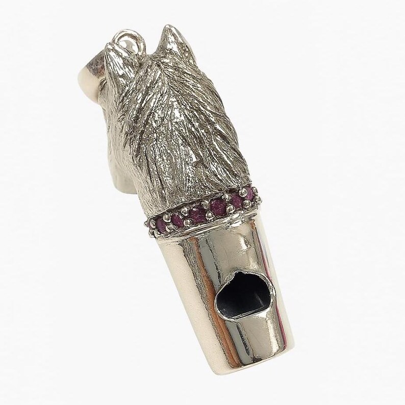 Antique Style Ruby Emerald Horse Dog Whistle Pendant 925 Sterling ...