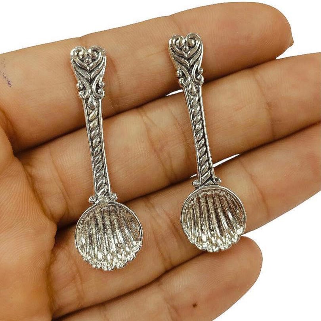 Antique and Vintage Style Pair of Salt Spoons 925 Sterling Silver ...