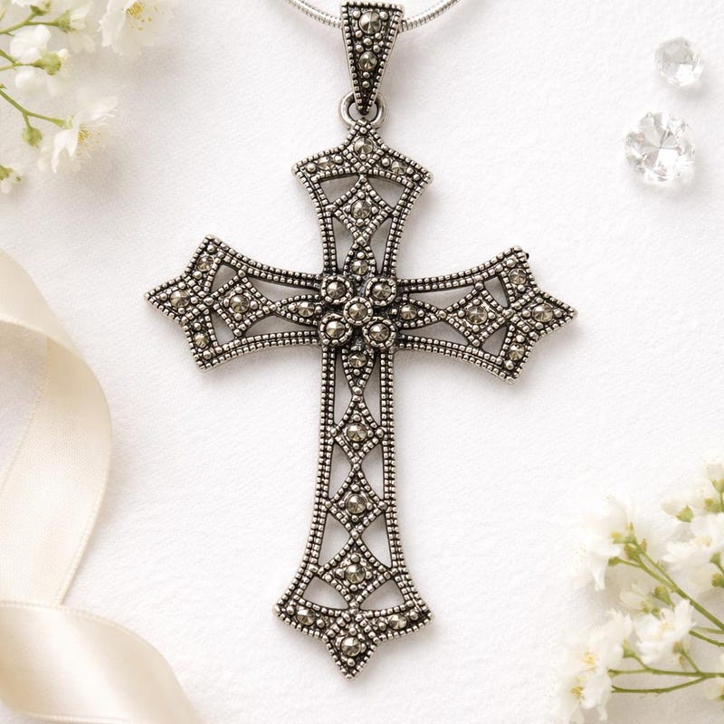 Vintage Marcasite Cross - Etsy