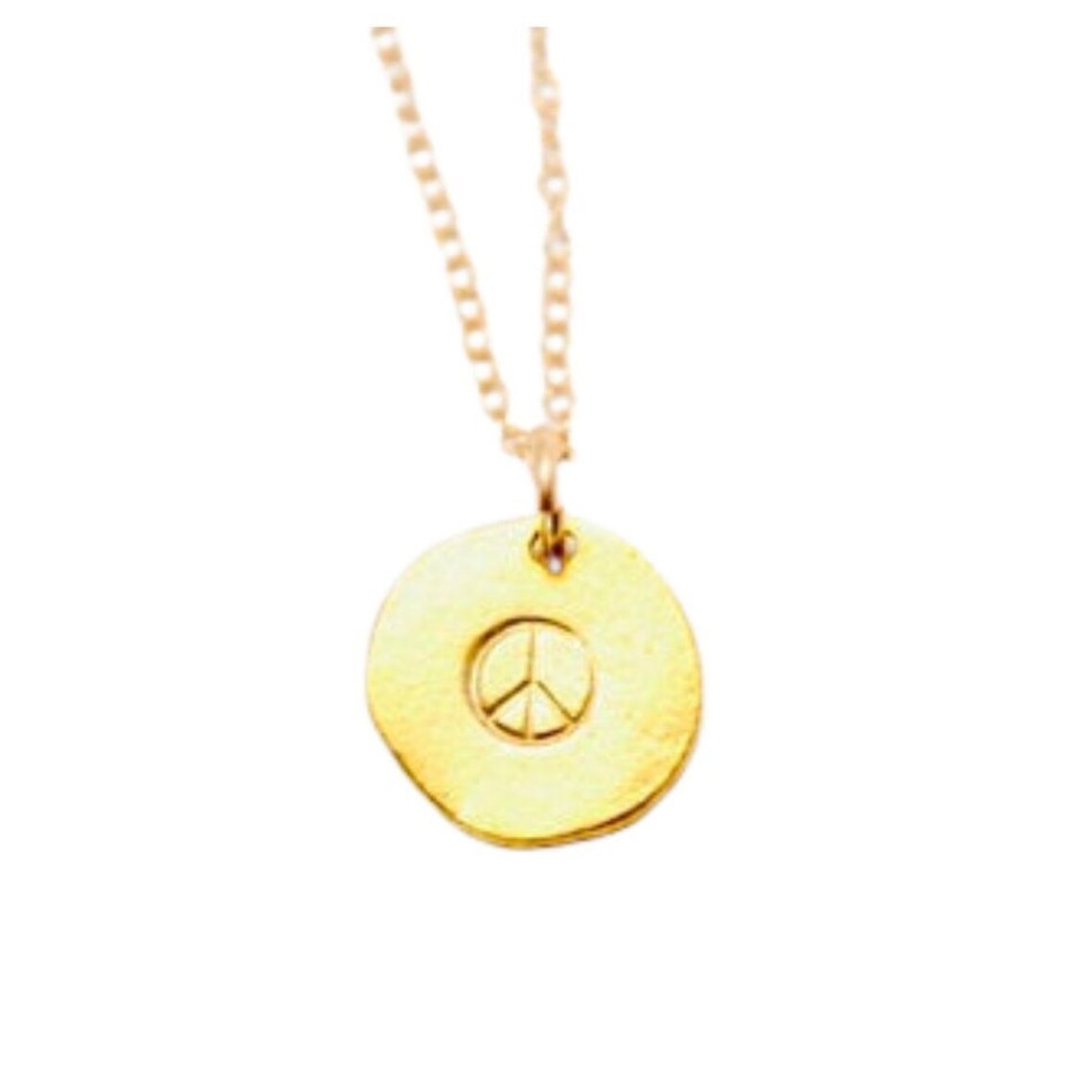 Peace Sign Necklace Gold Peace Sign Necklace Stamped Peace - Etsy