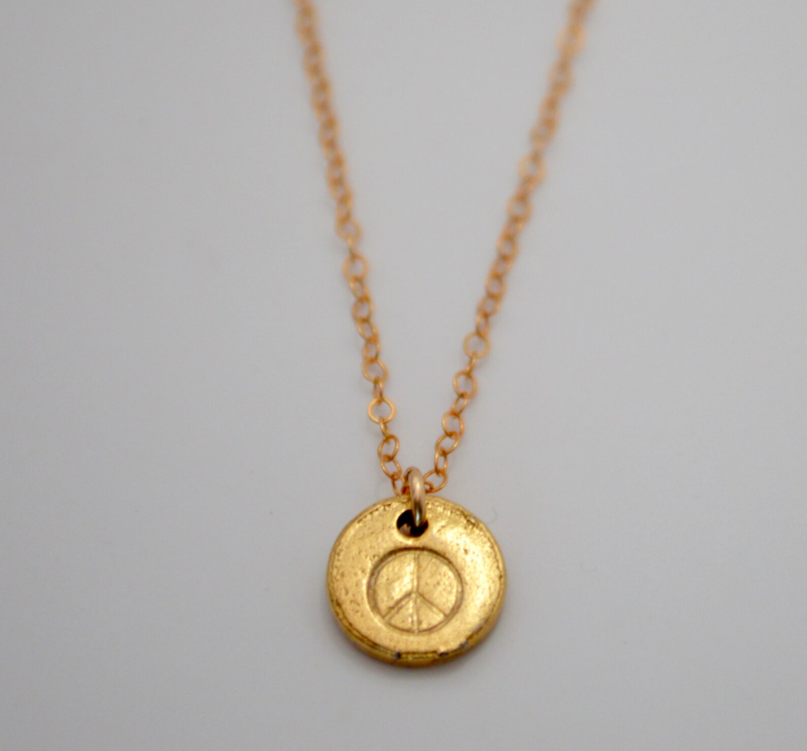 Peace Sign Necklace, Gold Peace Sign Necklace, Small Peace Sign ...