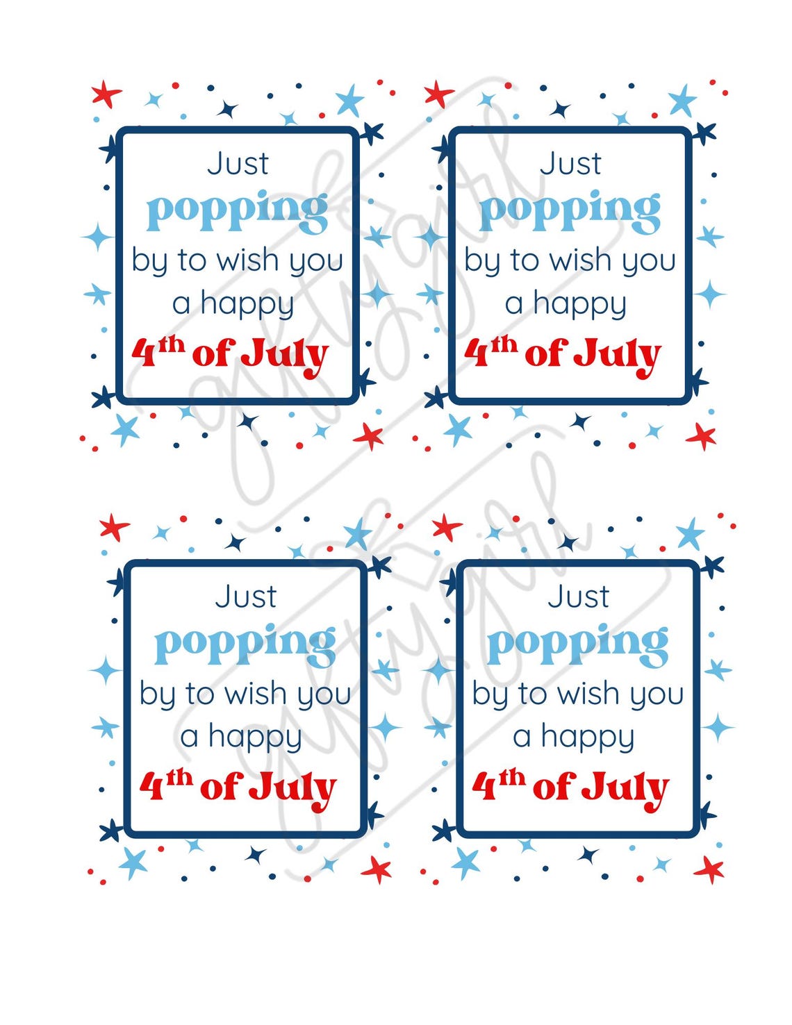 4th of July Gift Tag Just Popping By - Etsy
