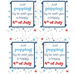 4th of July Gift Tag Just Popping By - Etsy