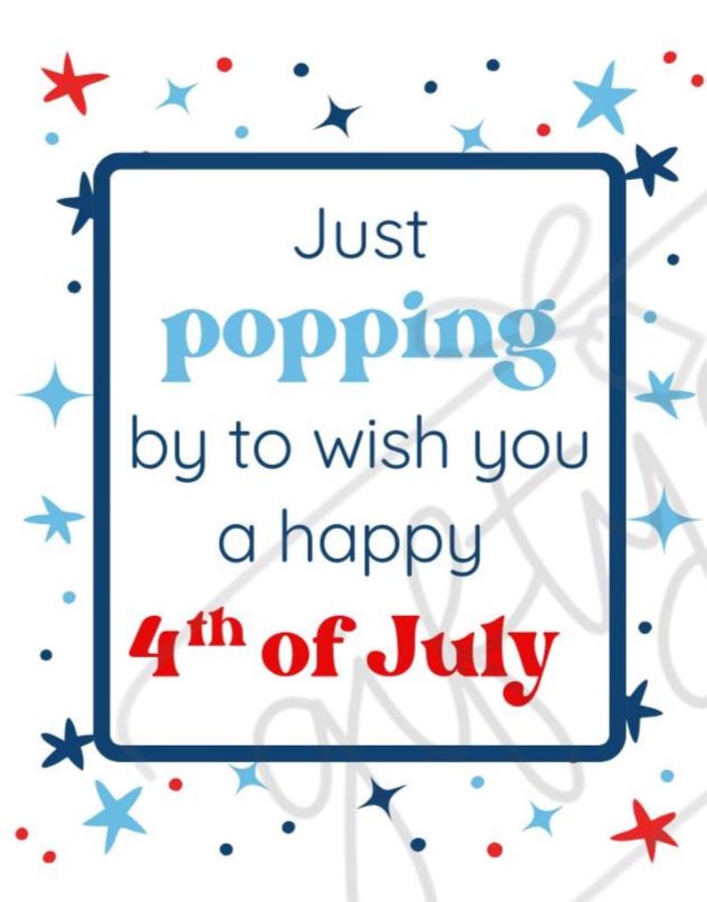4th of July Gift Tag Just Popping By - Etsy
