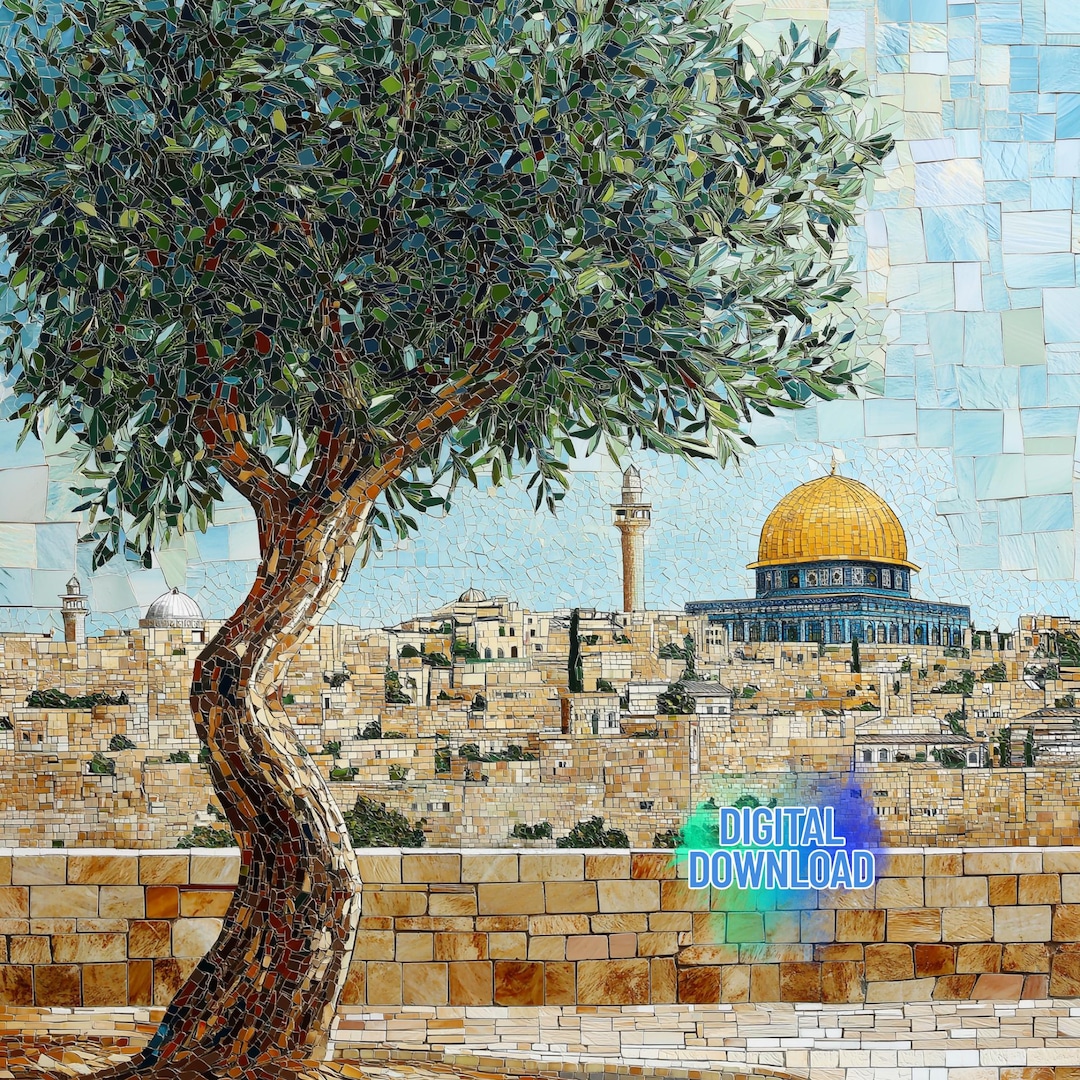 Mosaic Olive Tree of Palestine – Realistic Islamic Wall Art With Al ...