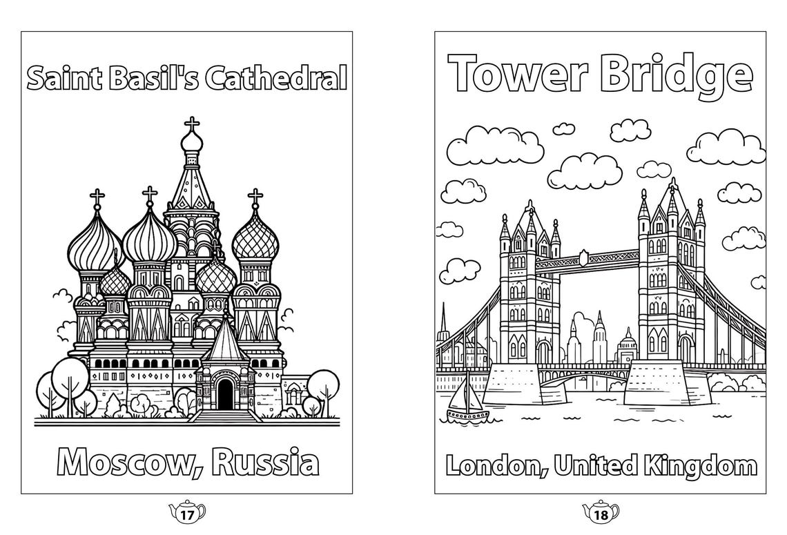 Amazing Landmarks Coloring Book for Kids! Educational Children's ...
