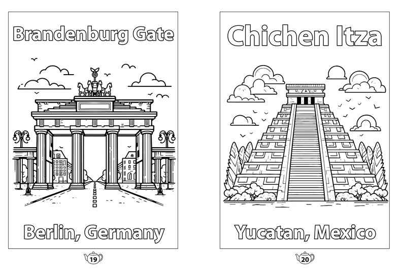 Amazing Landmarks Coloring Book for Kids! Educational Children's ...