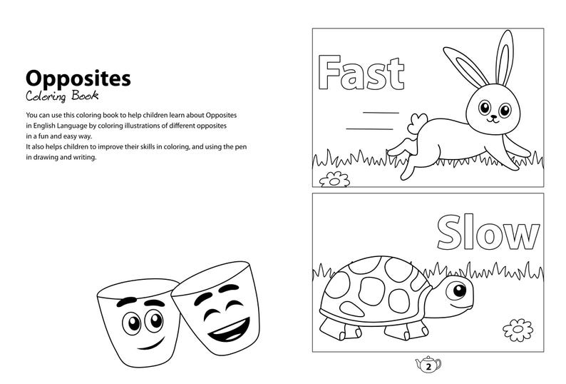 Famous Coloring Book Opposites. Educational Children's Coloring Book ...