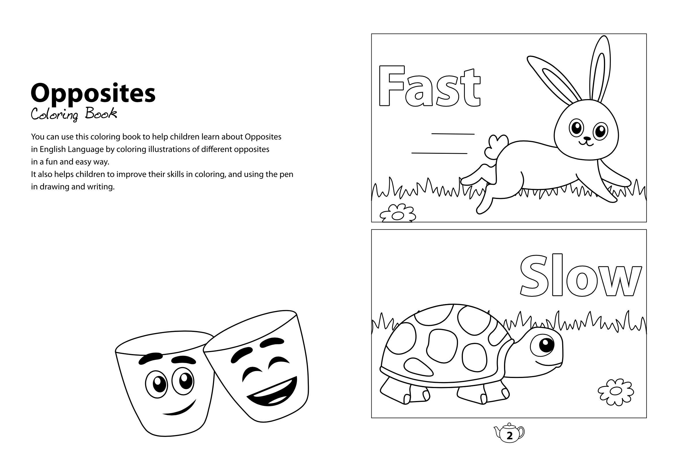 Famous Coloring Book Opposites. Educational Children's Coloring Book ...