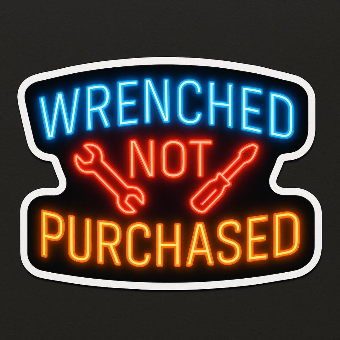Fun Neon Garage Sticker Bundle – Mechanic Gift, Built Not Bought, Zip ...
