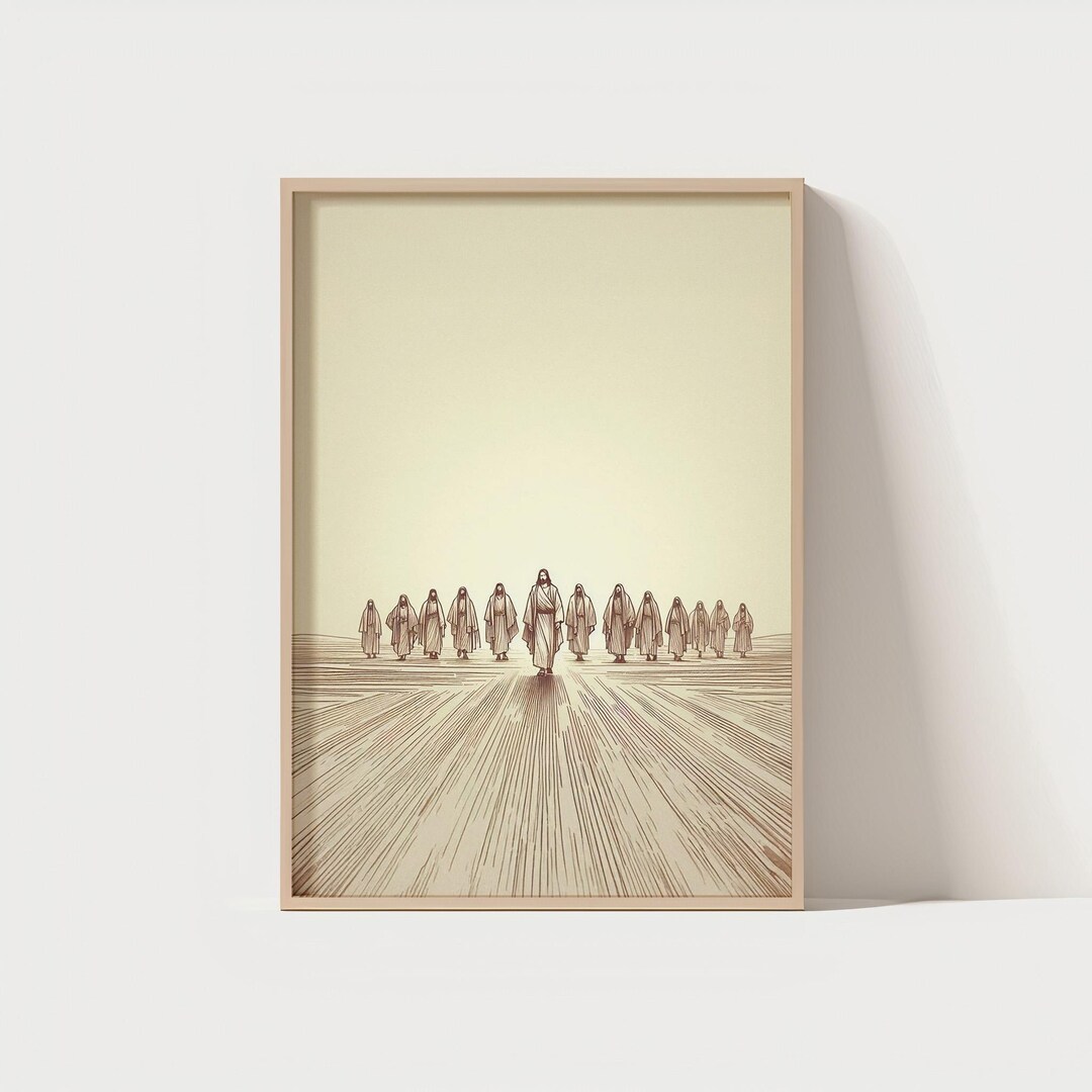 Jesus With the Twelve Apostles Poster – Christian Sepia Printable Wall ...