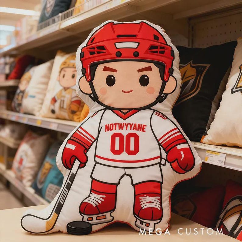 Hockey Player Custom Pillow Personalized Name Number Kids Sports Gift ...