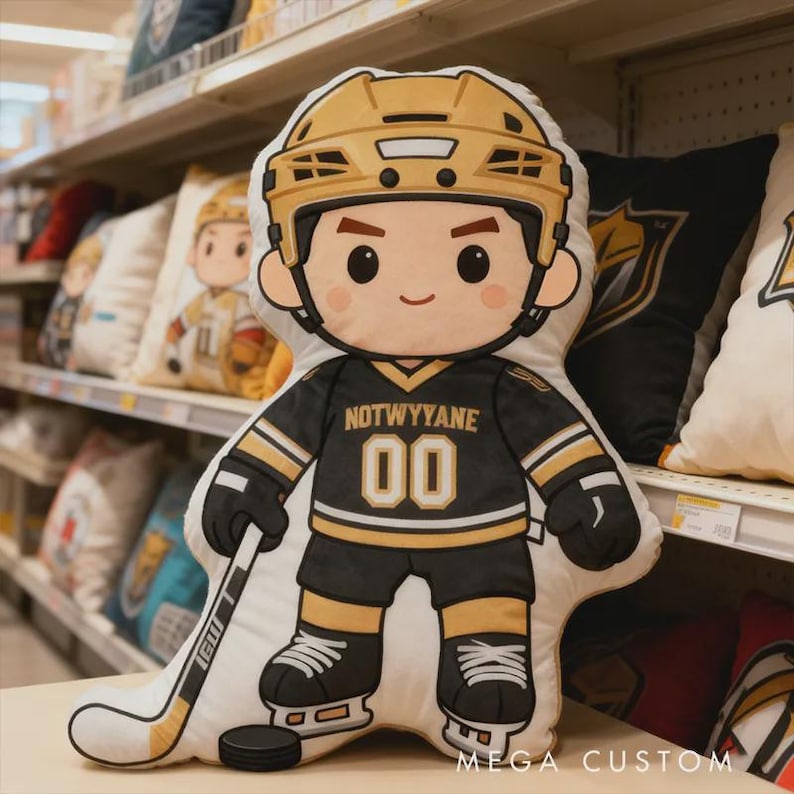 Hockey Player Custom Pillow Personalized Name Number Kids Sports Gift ...