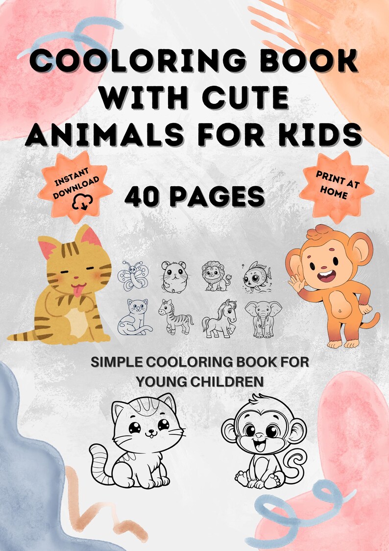 Coloring Book With Cute Animals for Kids - Etsy