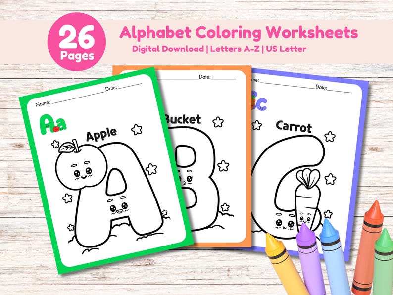 Alphabet Coloring for Kids Printable ABC Coloring Book for Preschool ...