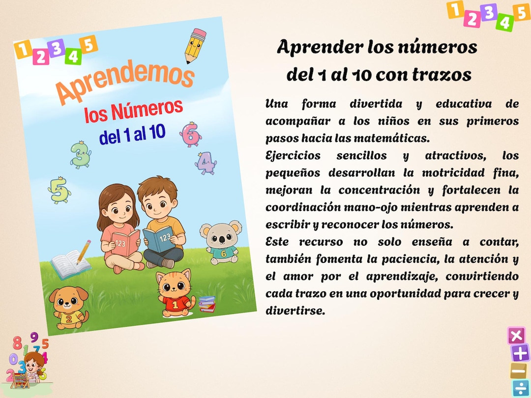 Aprender Los Números Del 1 Al 10 Con Trazos - Etsy