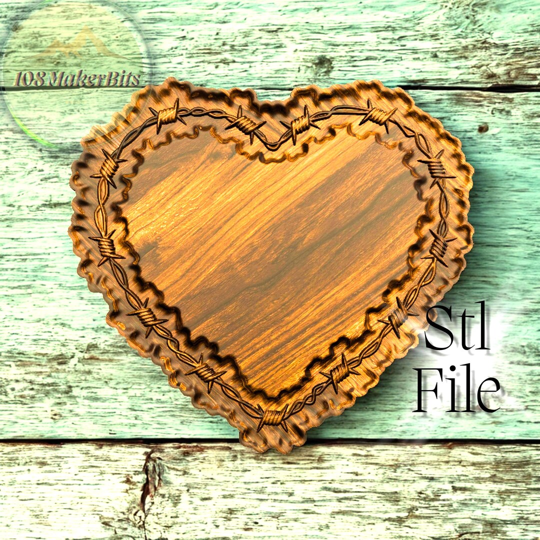 Heart Shaped Barbed Wire STL File for CNC Router or 3D Printing ...