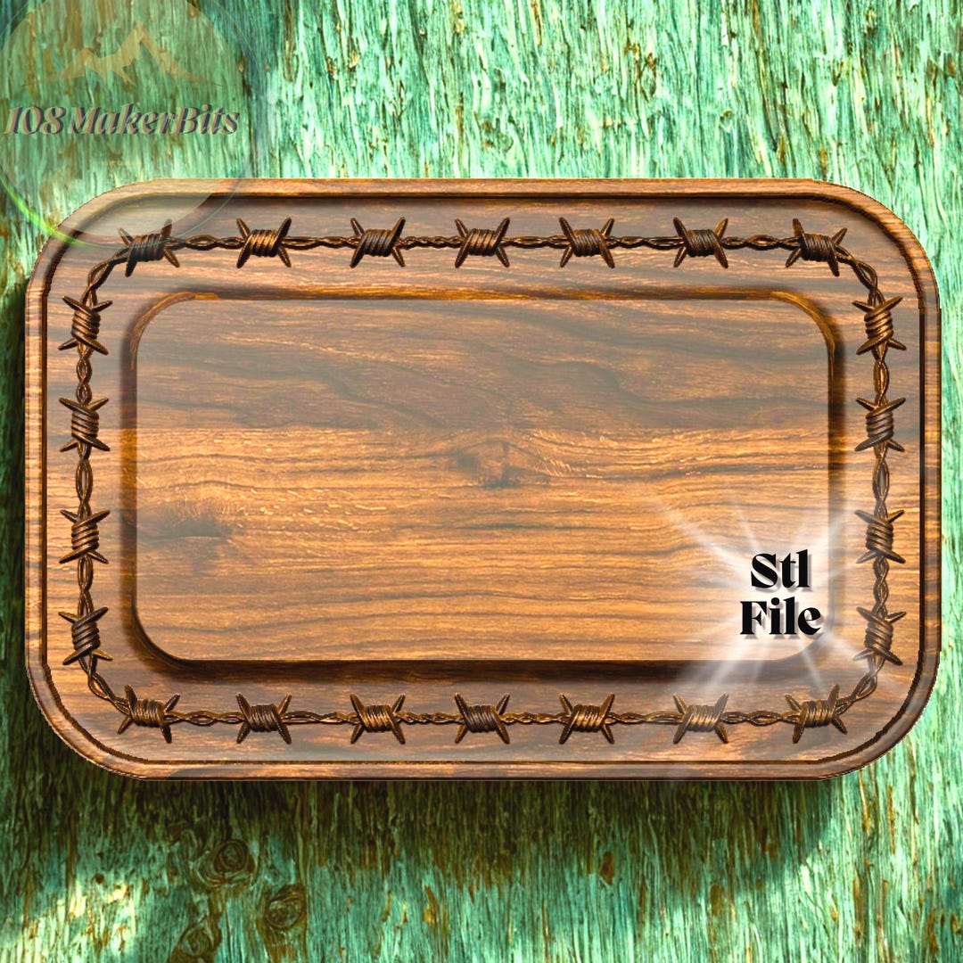 Rustic Barbed Wire STL File for Western Style Tray or Wall Sign, 3D ...