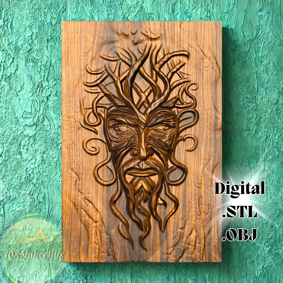 Green Man STL File for CNC Router Wood Carving and 3D Printing, Digital ...