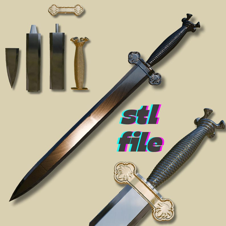 3D Medieval Sword STL Model – Classic One-handed Blade for Pla/resin ...
