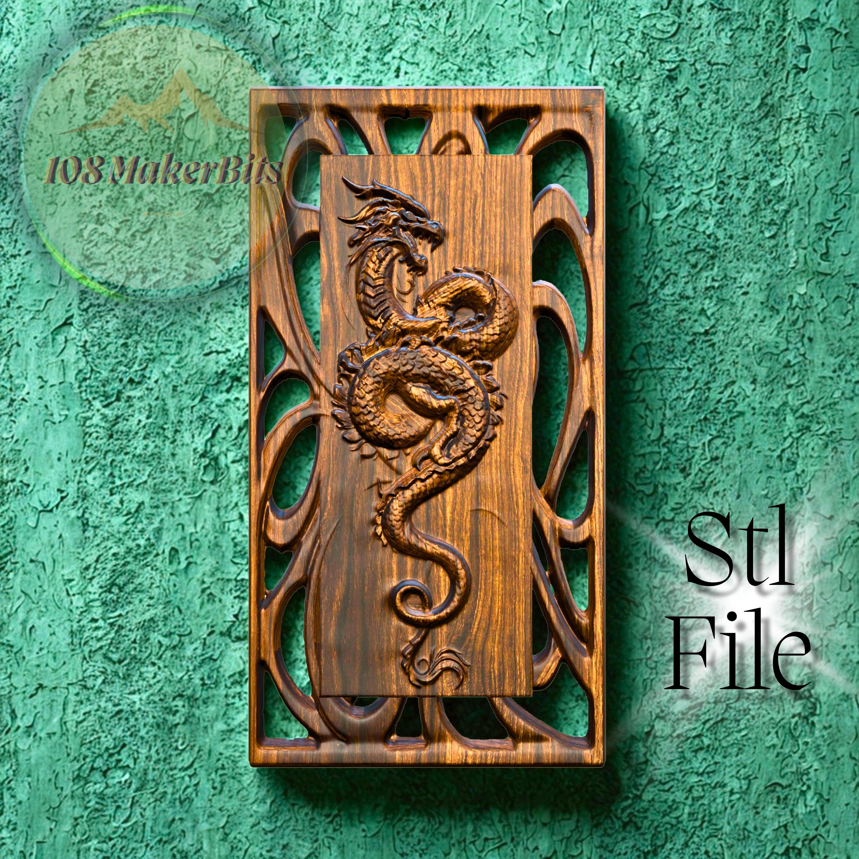 Dragon 3D STL Model for CNC Router Carving, Detailed Relief Wood Panel ...