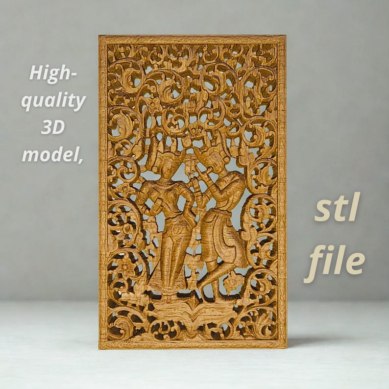 Radha Krishna STL File for CNC Carving or 3D Printing, Ornamental ...