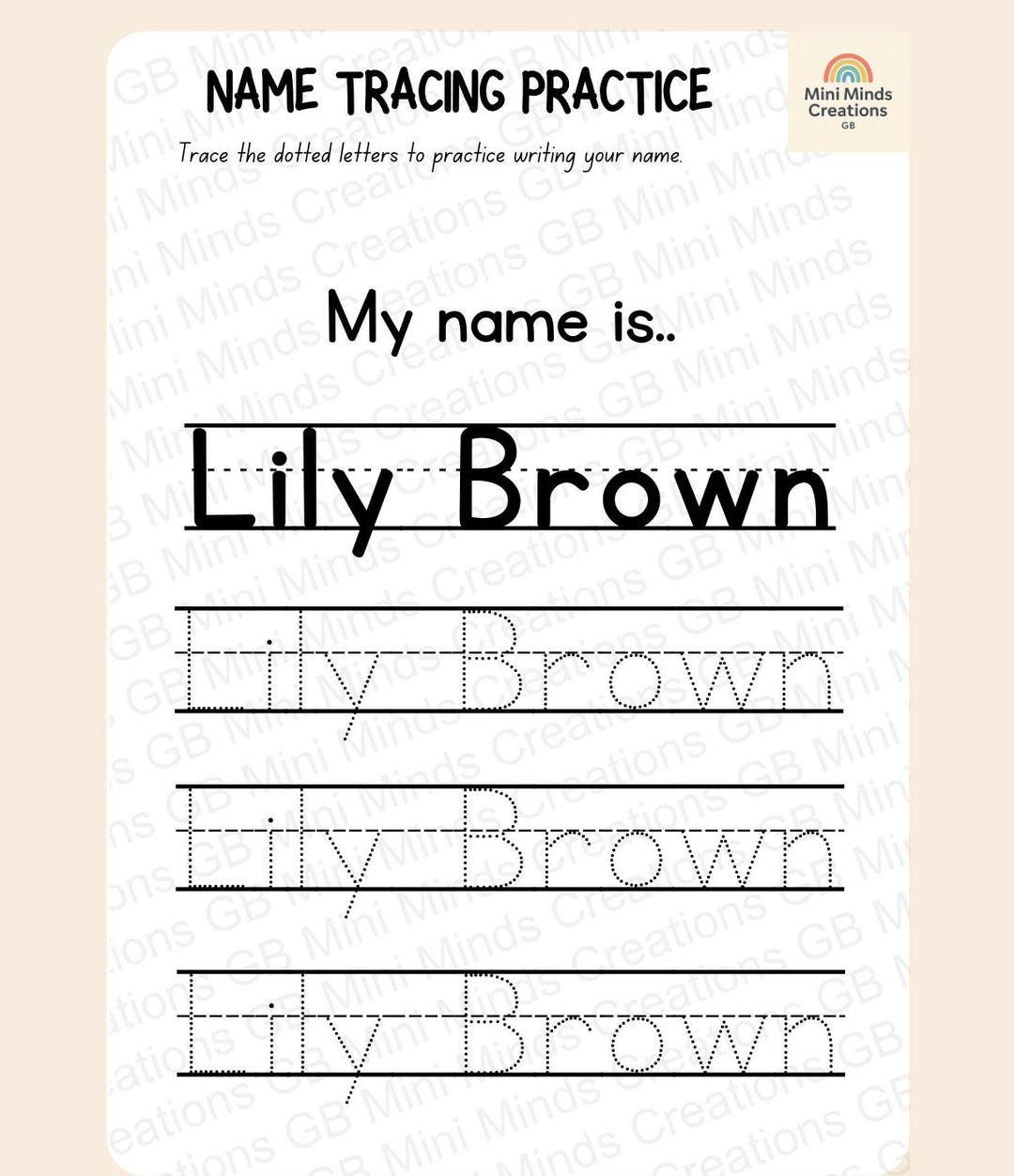 Name Practice Worksheet - Etsy
