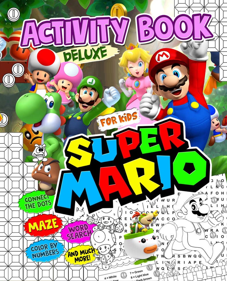 Super Mario-inspired Deluxe Activity Book - 40 Activity Pages - Etsy