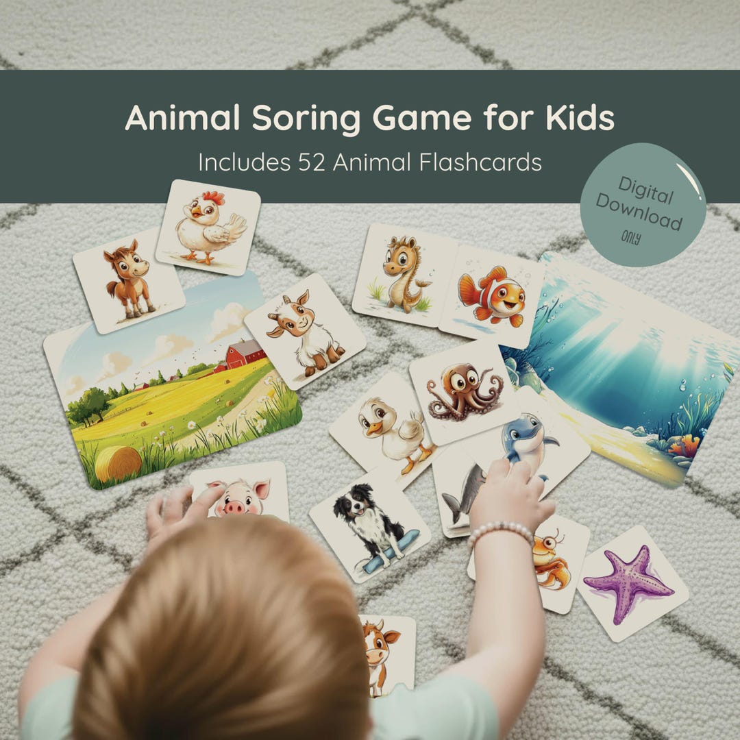 Animal Habitat Matching Game | 52 Animal Flashcards for Kids | Sorting ...