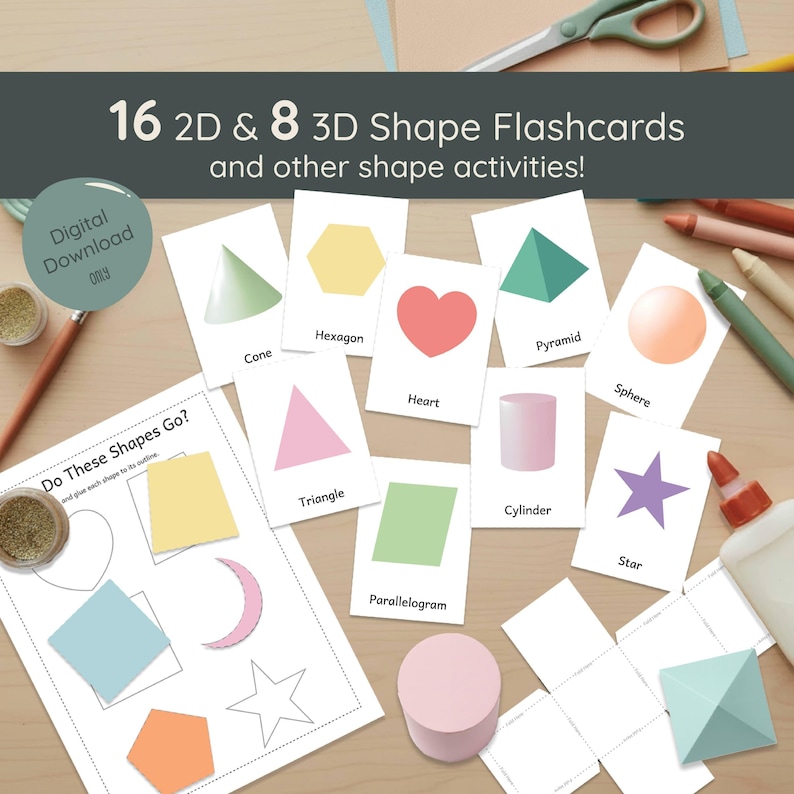 2D & 3D Shapes Activities | Flashcards, Matching and Building ...