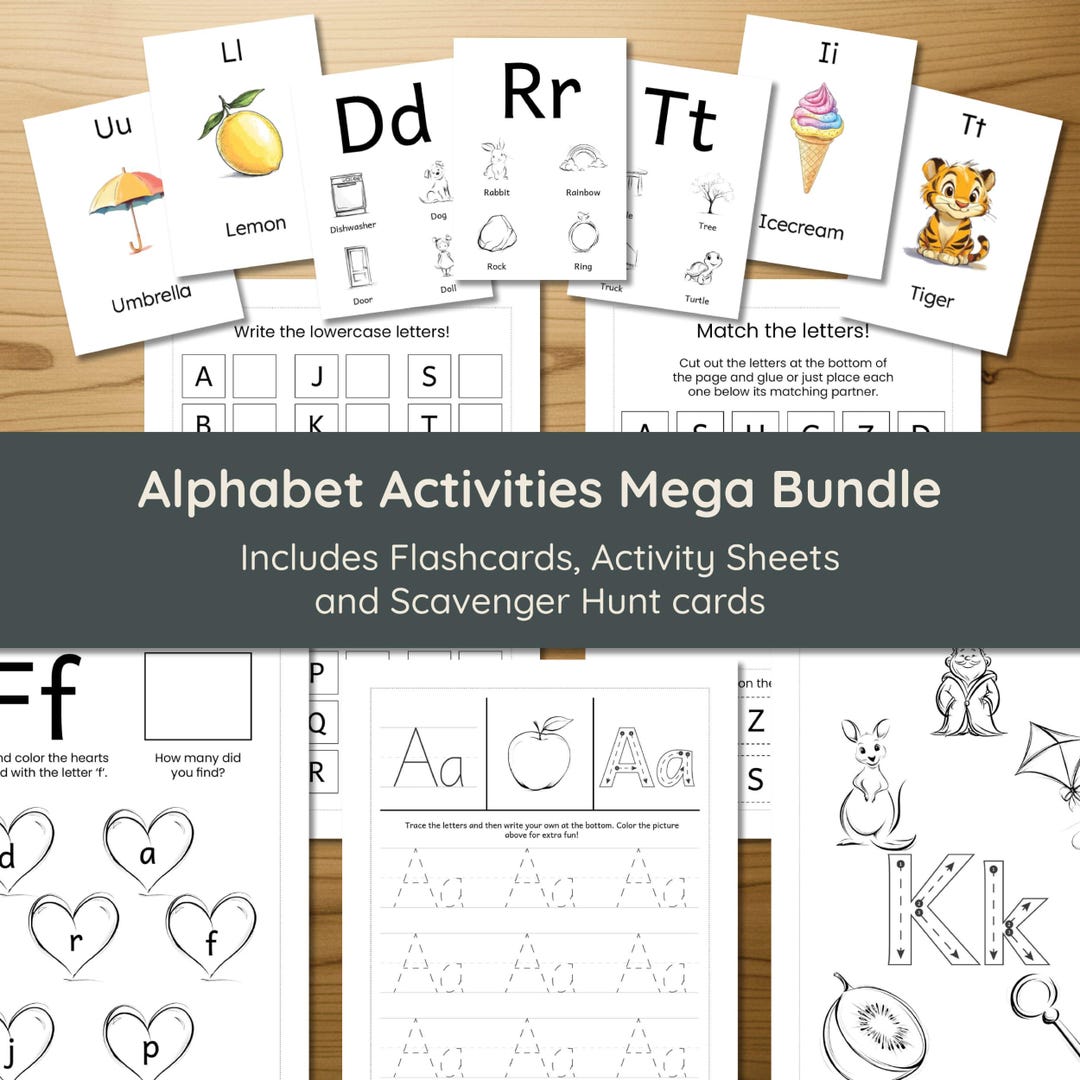 Alphabet Learning Bundle for Kids | ABC Flashcards Worksheets and ...