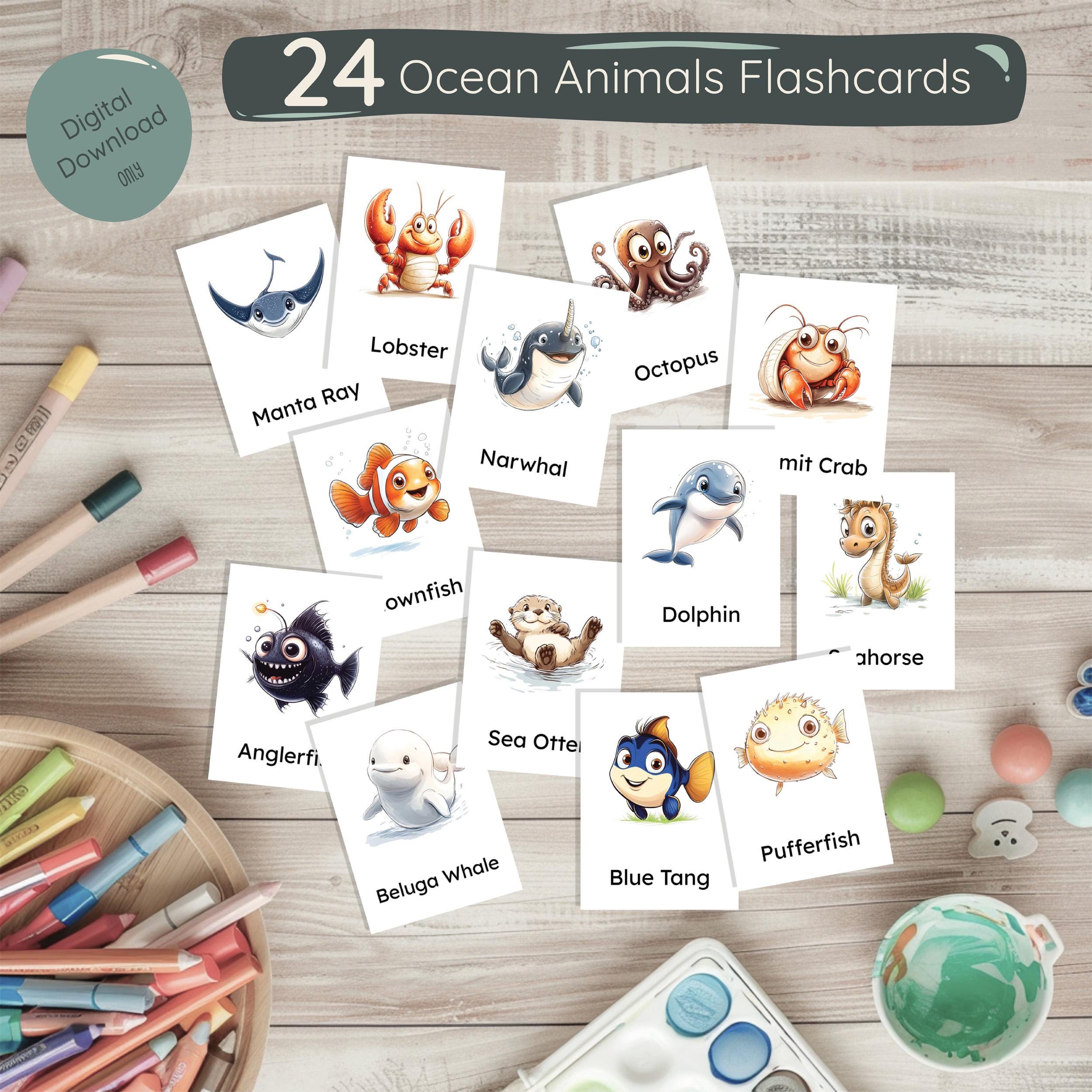 Ocean Animal Flashcards | 24 Printable Sea Animal Cards for Kids ...