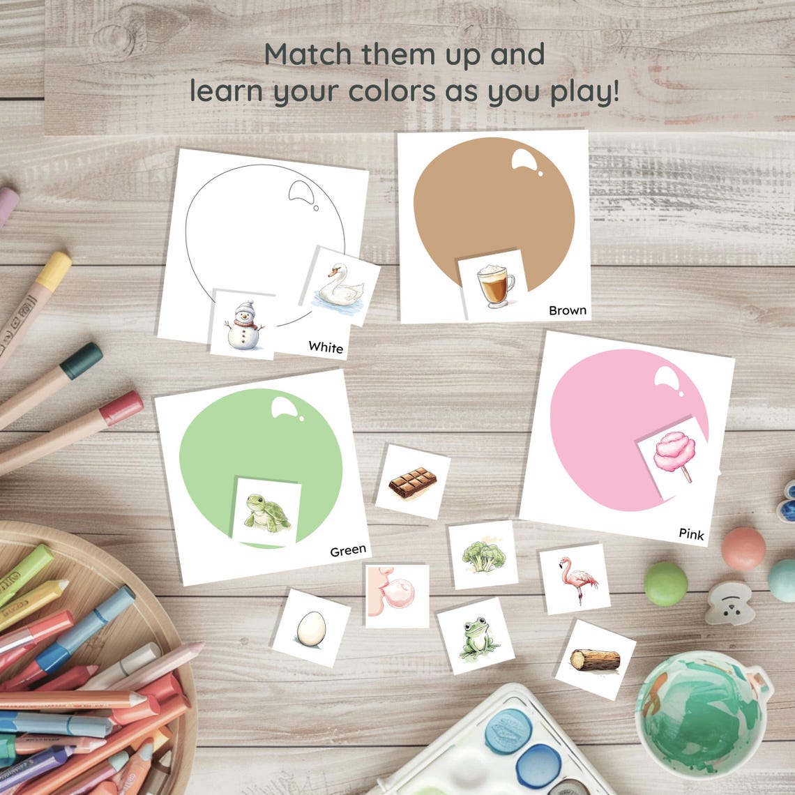 Printable Color Flashcards for Toddlers | 16 Pastel Colors + Matching ...