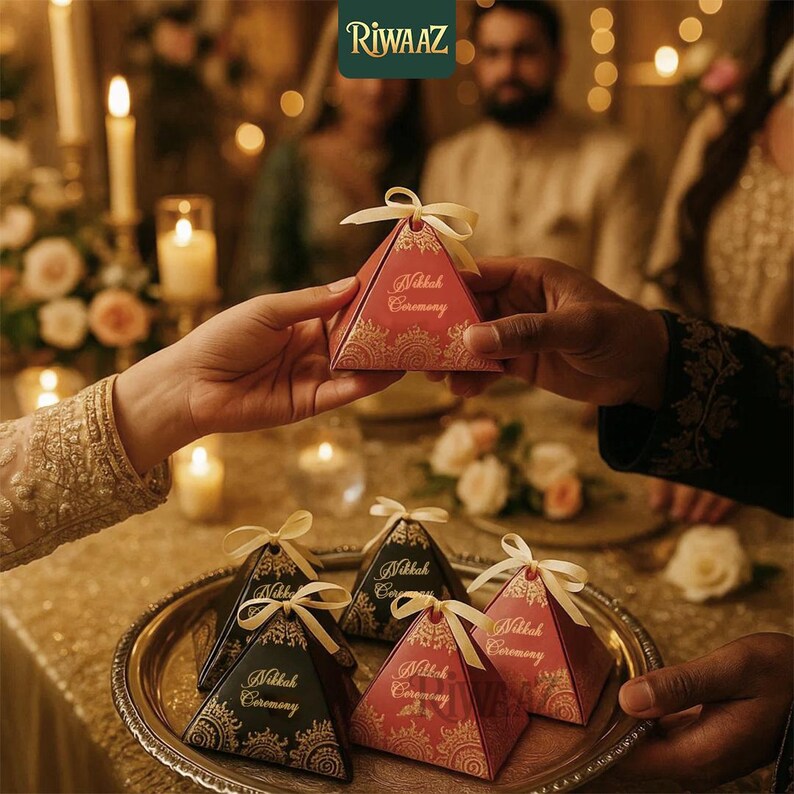 Qubool Hai & Nikkah Mubarak Pyramid Wedding Favor Box | Mehndi ...