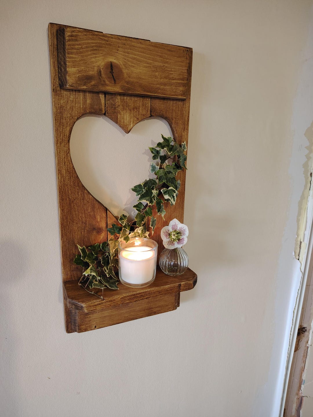 Handmade Reclaimed Wood Heart Shelf - Etsy