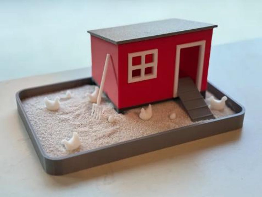 Chicken Coop Zen Garden - Fidget Chicken Sandbox Toy - Cubicle Decor ...
