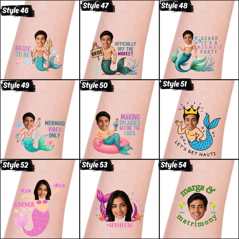 Custom Face Temporary Tattoos – Bachelorette Party Favors, Personalized ...