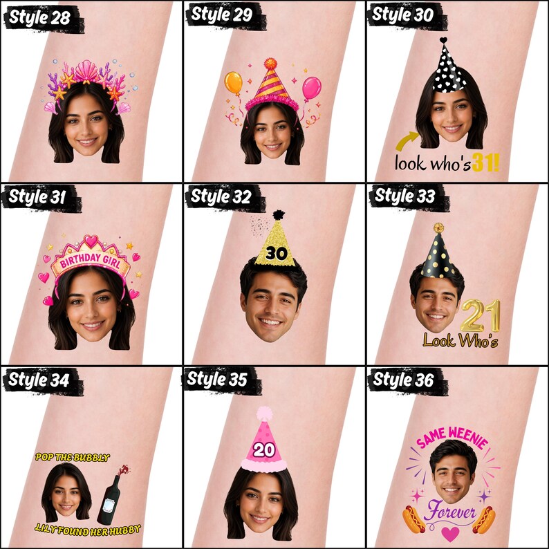 Funny Custom Face Temporary Tattoos – Bachelorette Party Favors ...