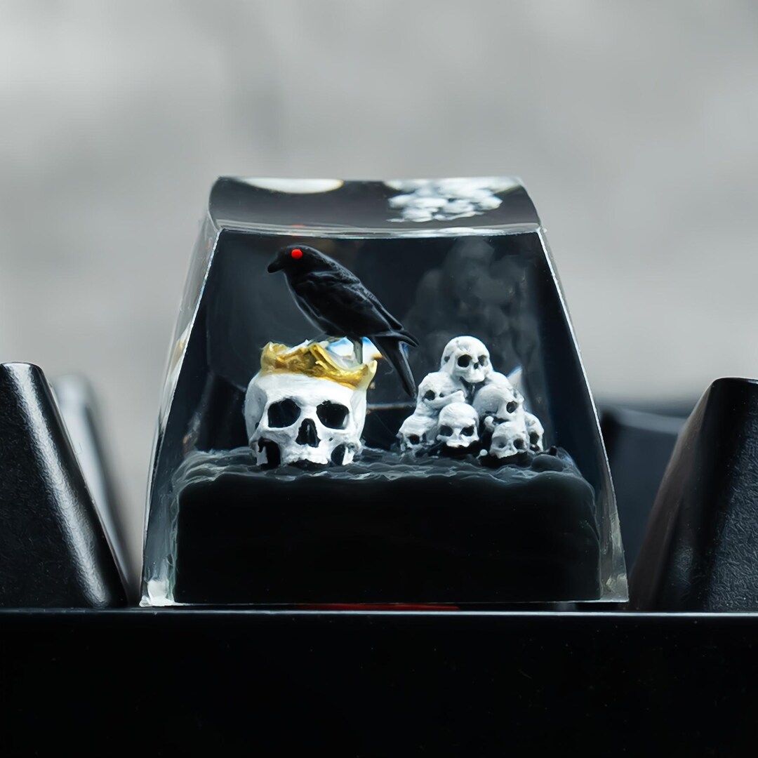 1pc Artisan Handmade Skeleton King Raven Resin Keycap, ABS Material, SA ...