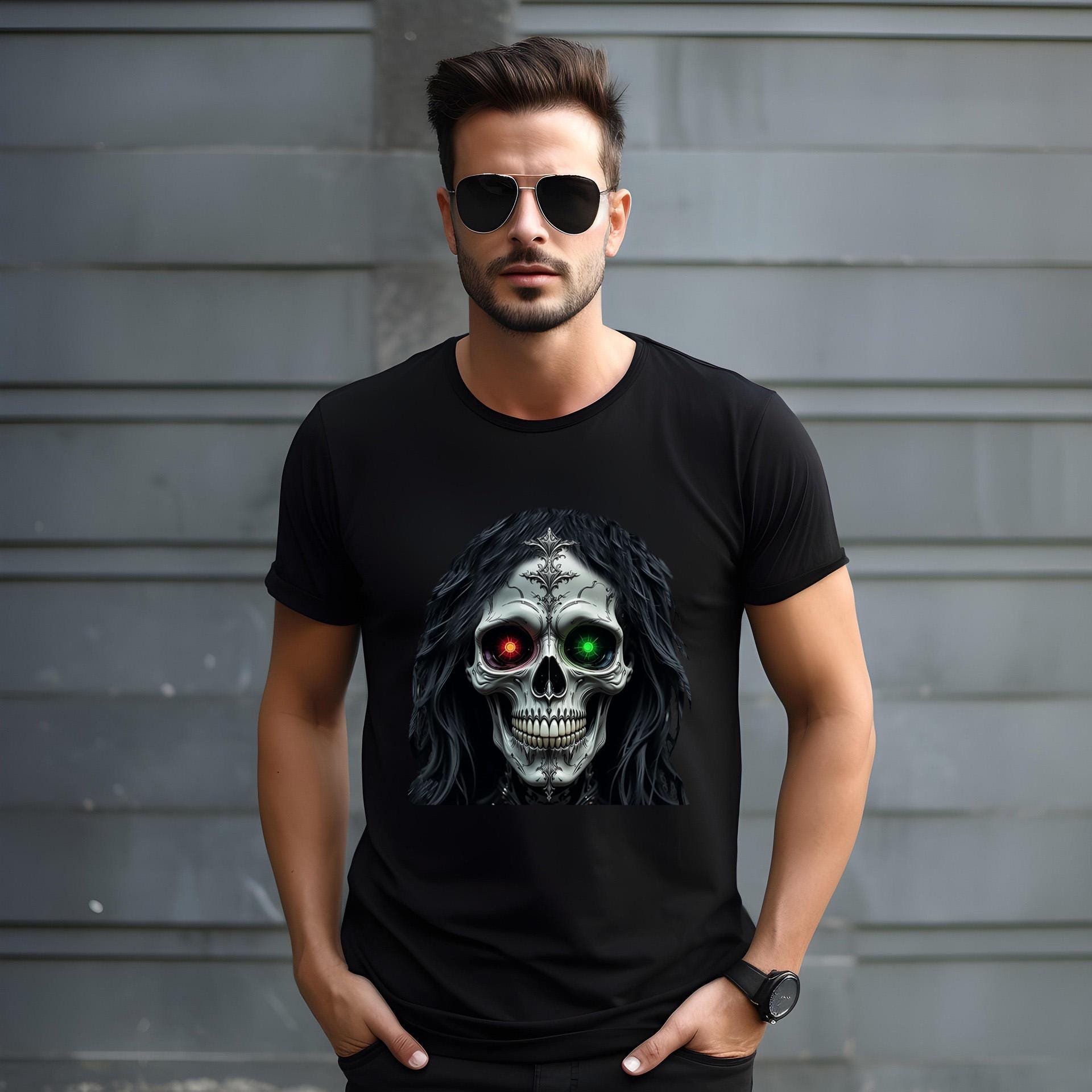 Boho Gothic Vampire Skull PNG | Dracula Fangs & Glowing Eyes Clipart ...