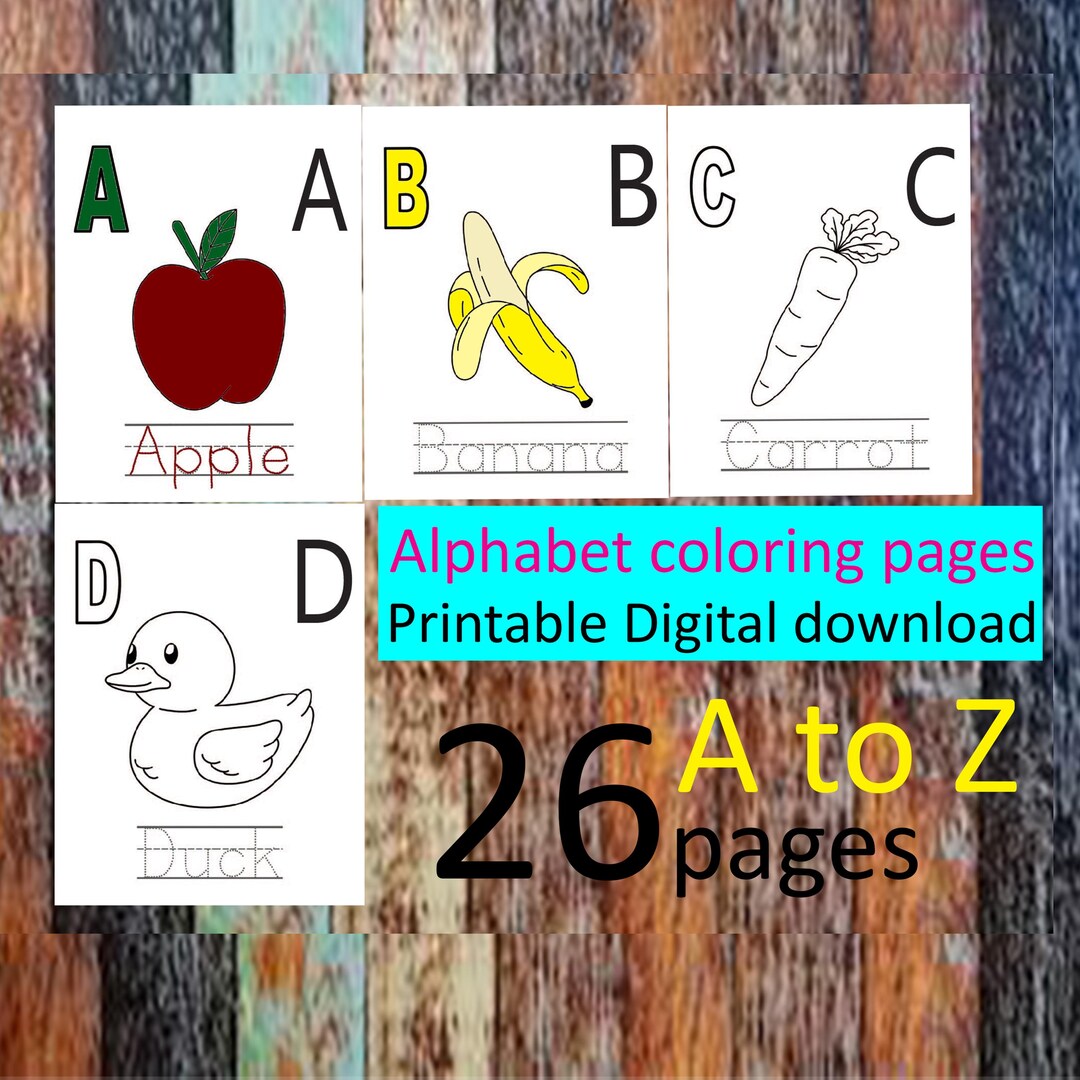 Alphabet A to Z Printable Coloring Book for Kids | 26 Pages PDF | Fun ...