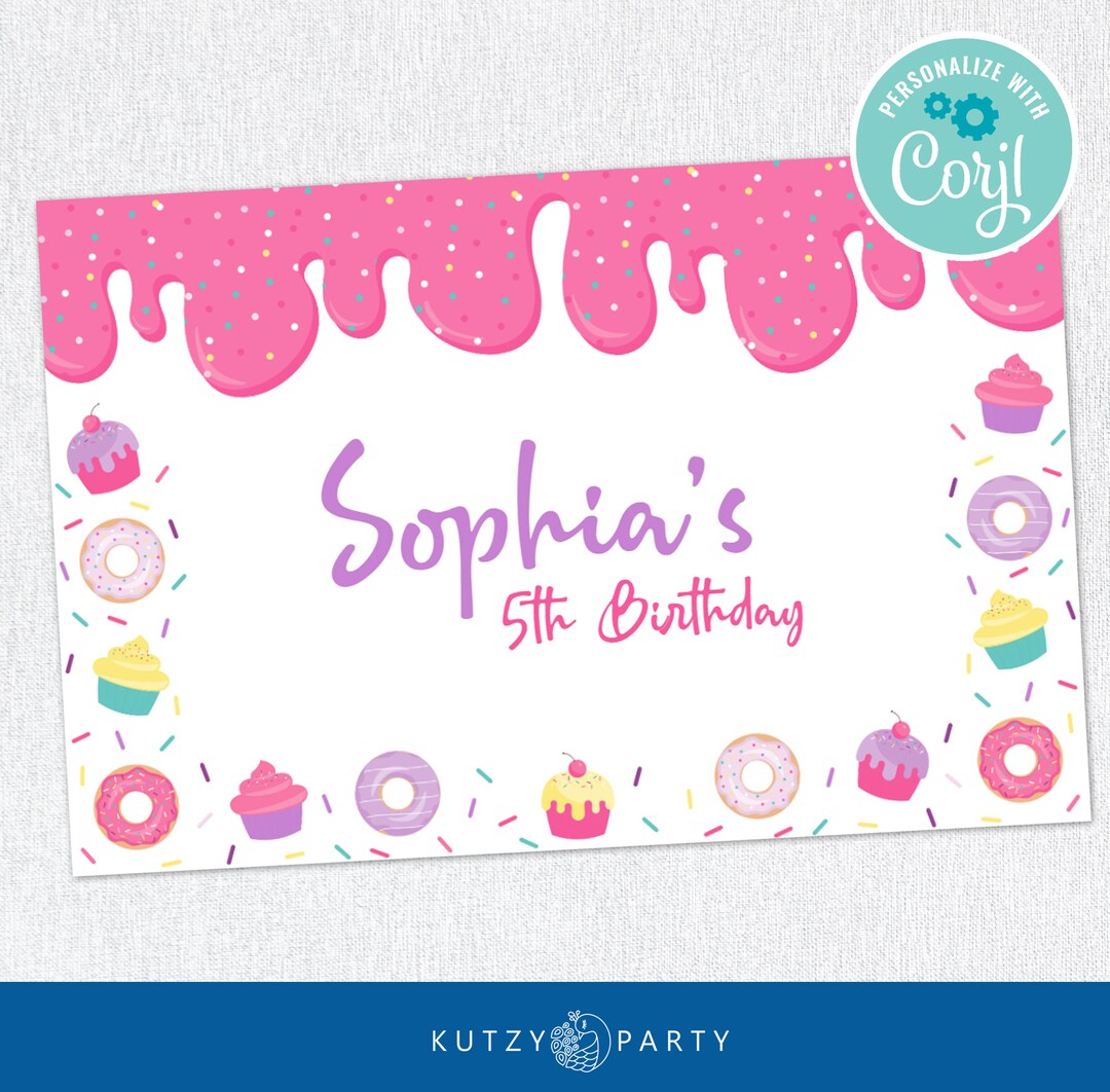 Donuts Party Backdrop, Cooking Party Backdrop, Editable, Printable - Etsy