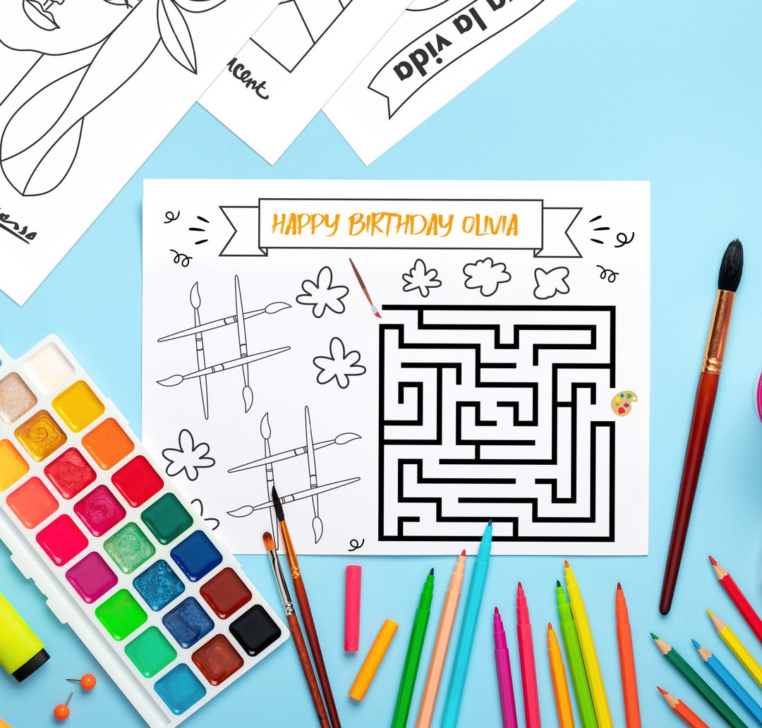 Art Party Placemat, Art Coloring Activity Placemat, Art Birthday Games ...