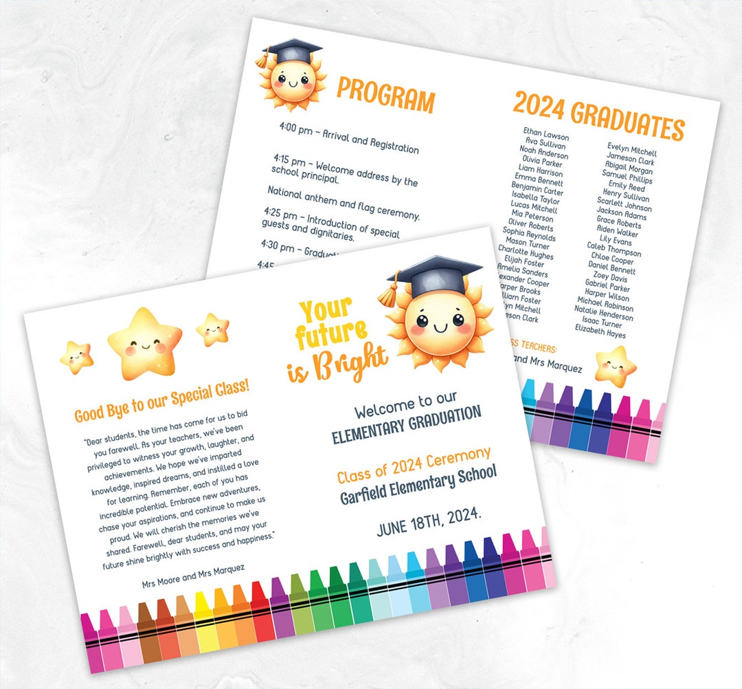 Your Future is Bright Kindergarten Graduation Program - Etsy